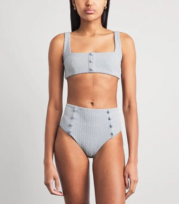 Devon Windsor Herringbone Malia High-waist Bikini Briefs