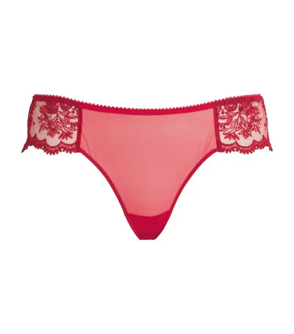 Simone Perele Lace Intrigue Tanga Briefs - Red
