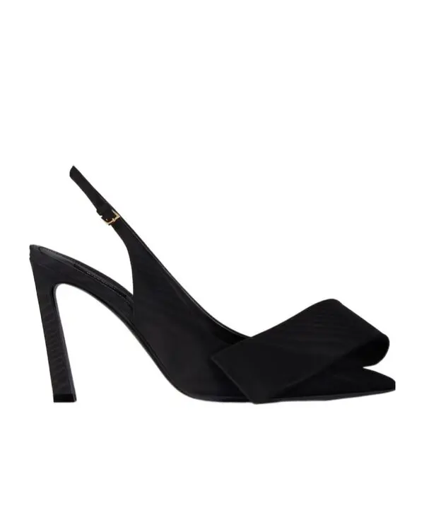 Givenchy Twisted Ribbon Slingbacks Pumps In Moiré Fabric