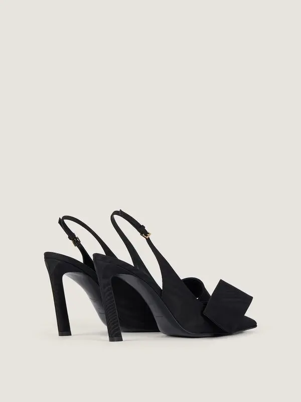 Givenchy Twisted Ribbon Slingbacks Pumps In Moiré Fabric
