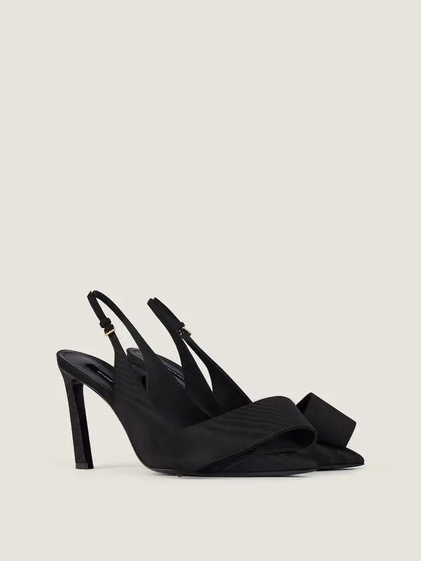 Givenchy Twisted Ribbon Slingbacks Pumps In Moiré Fabric