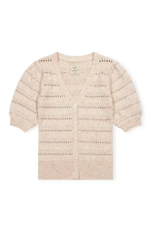HOPE & HENRY Organic Puff Sleeve Button Front Sweater