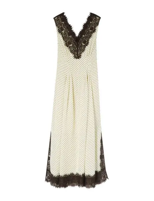 Whistles Lace V-neck Spot Midi Dress