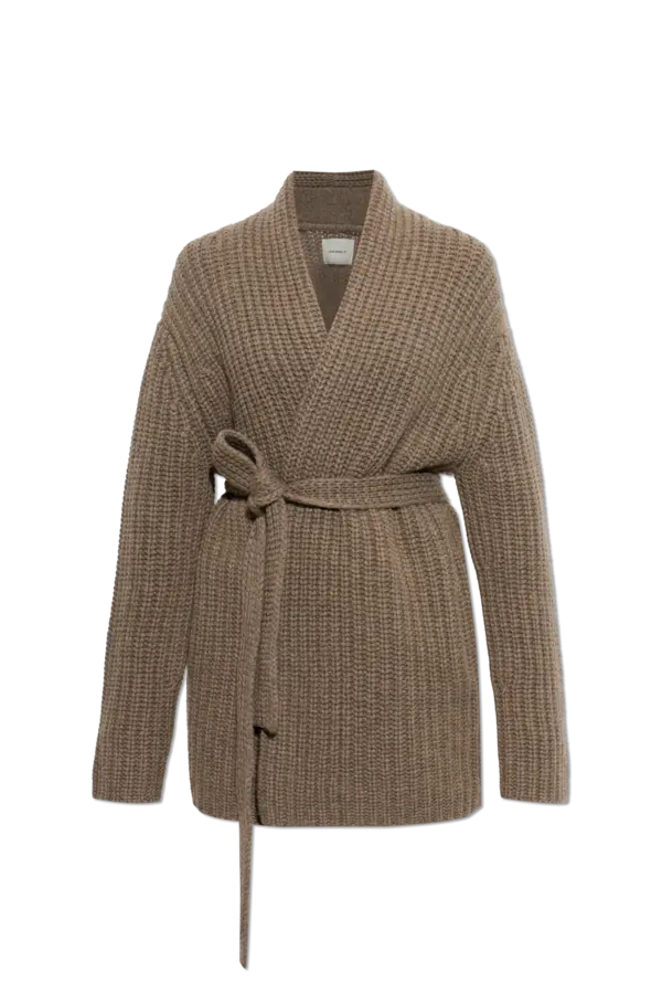 LISA YANG Jacqueline' Cashmere Waffle-knit Shawl Collar Cardigan - Brown