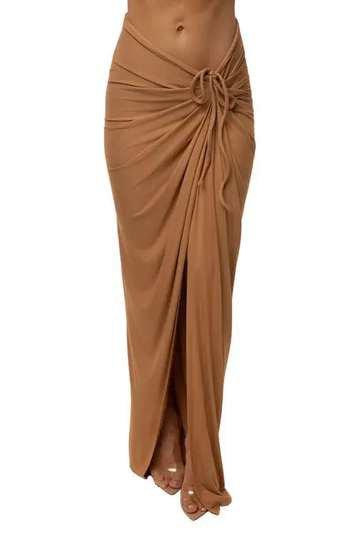 JLUXLABEL Island Drape Maxi Skirt - Tan