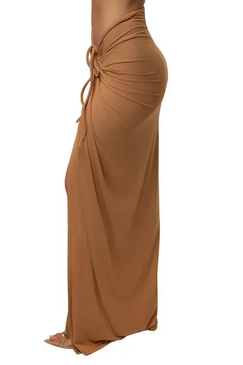 JLUXLABEL Island Drape Maxi Skirt - Tan