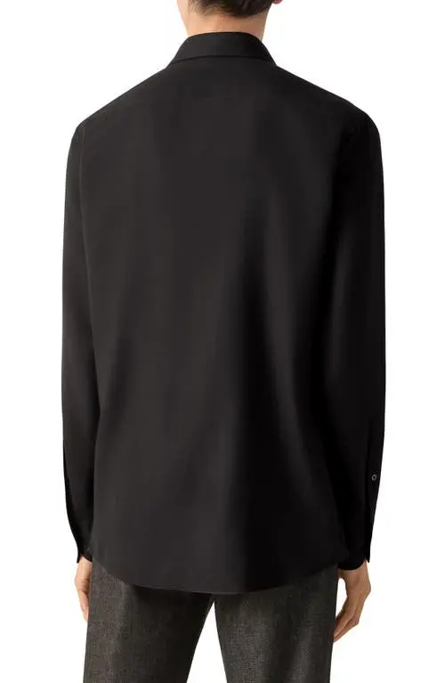 Zegna Cashco Cashmere & Cotton Button-up Shirt - Black