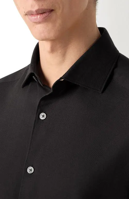 Zegna Cashco Cashmere & Cotton Button-up Shirt - Black