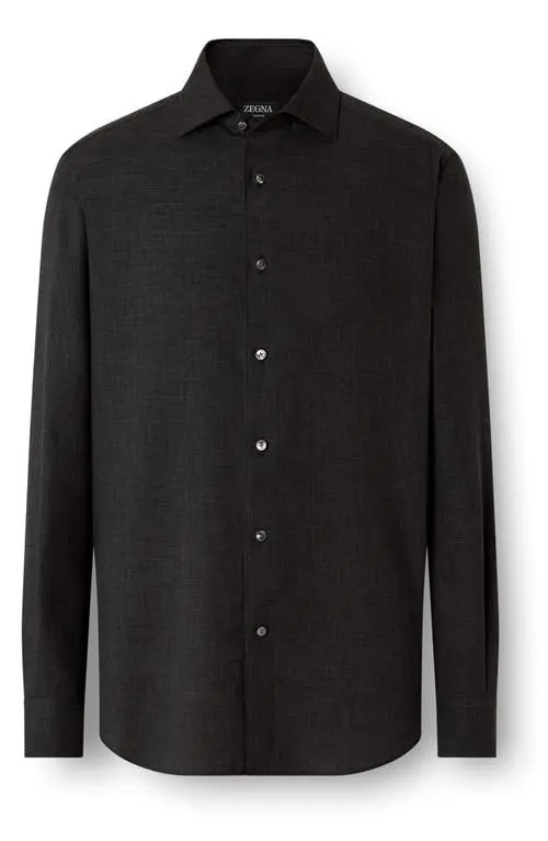 Zegna Cashco Cashmere & Cotton Button-up Shirt - Black