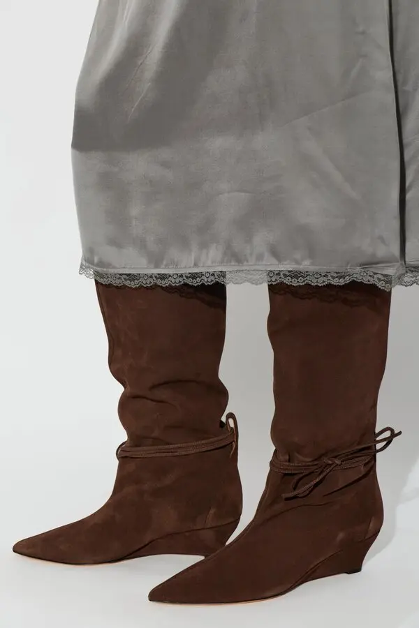 ODISSI Suede Wedge Heel Boots