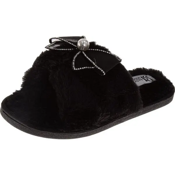 Badgley Mischka Bow Comfort Slippers - Black
