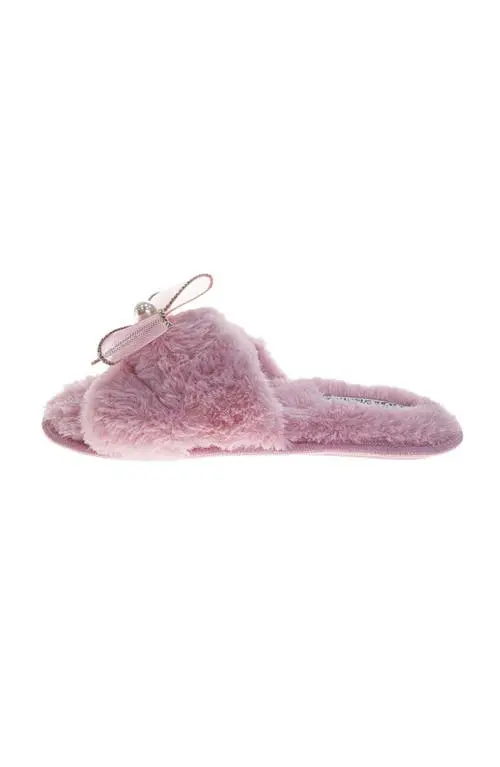 Badgley Mischka Embellished Bow Open-toe Slippers - Pink