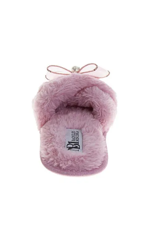 Badgley Mischka Embellished Bow Open-toe Slippers - Pink