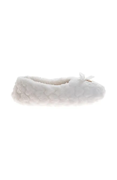 Badgley Mischka Ladies' Ballerina Slippers With Bow Detailing - White