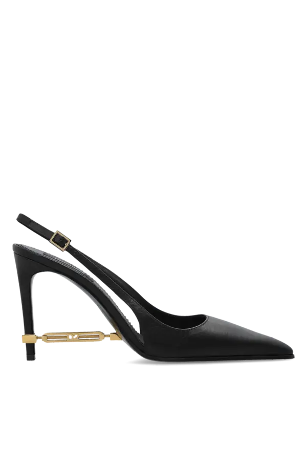 Dsquared2 Leather Slingback Pumps With Gold Embellishments