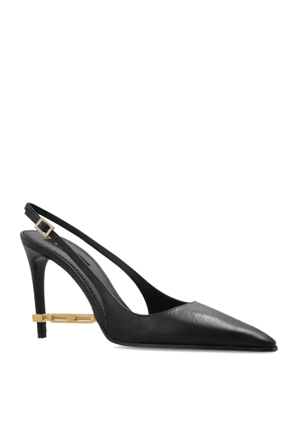 Dsquared2 Leather Slingback Pumps With Gold Embellishments