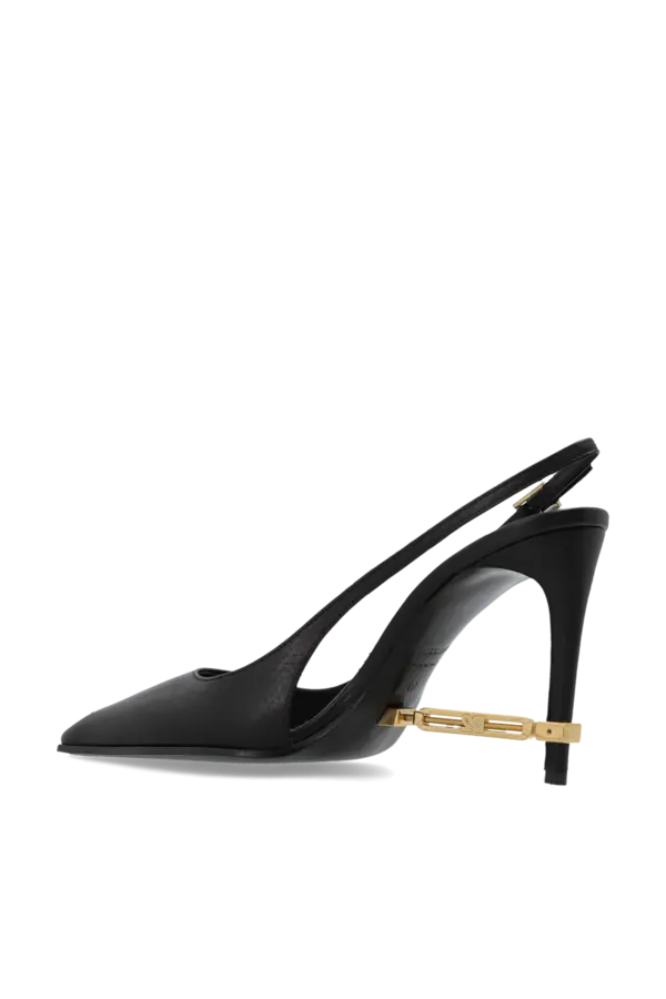 Dsquared2 Leather Slingback Pumps With Gold Embellishments
