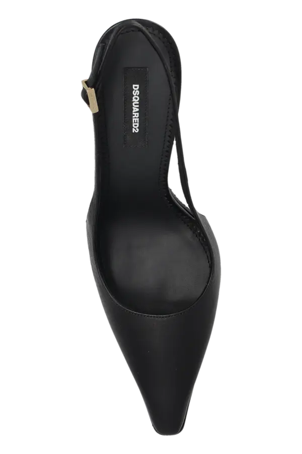 Dsquared2 Leather Slingback Pumps With Gold Embellishments