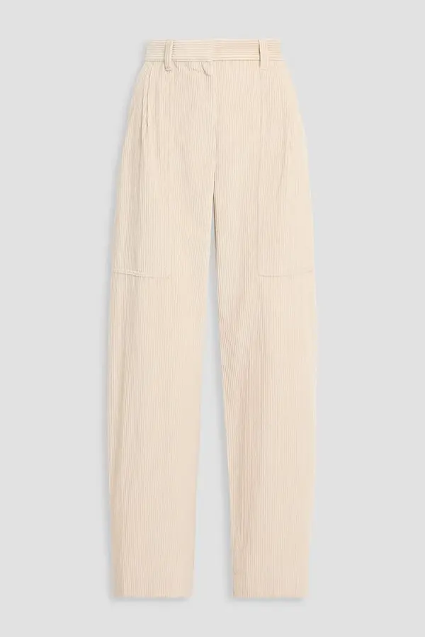 Brunello Cucinelli Pleated Cotton Corduroy Wide-leg Trousers