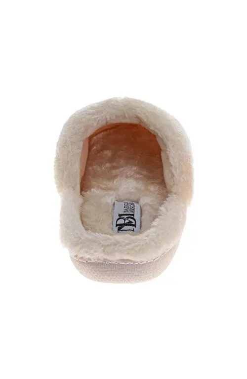 Badgley Mischka Embellished Plush Slippers - Nude