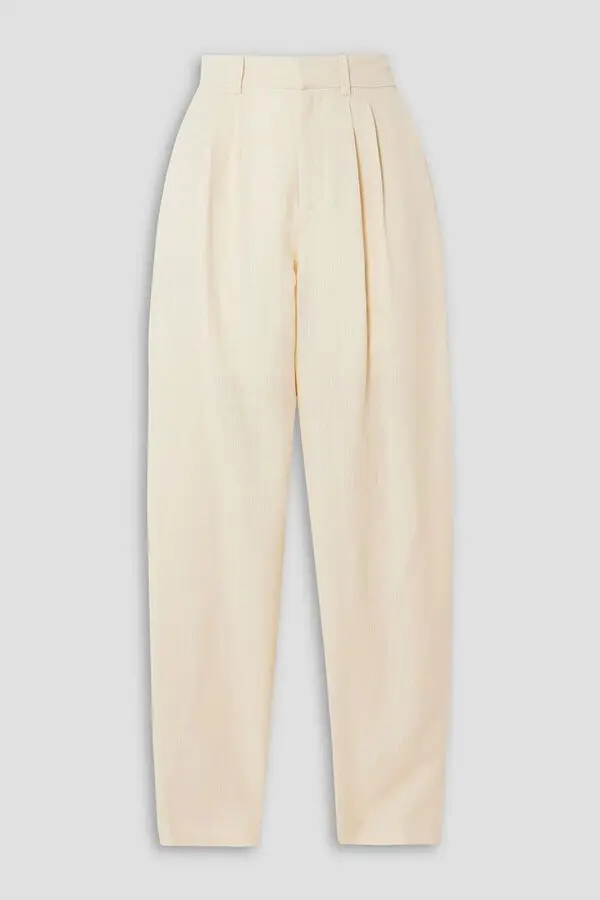 Ralph Lauren Avrill Linen And Silkblend Tapered Pants - Cream