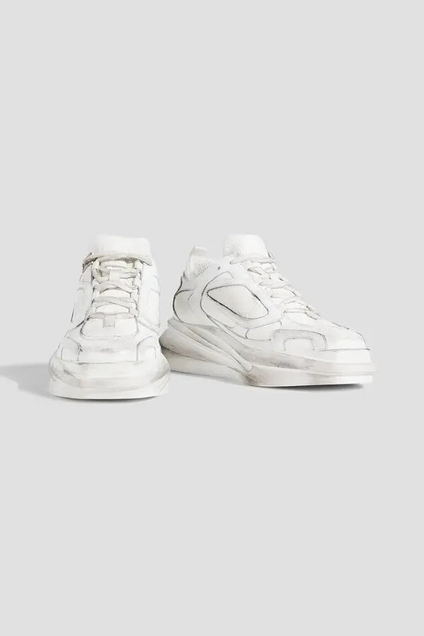 1017 Alyx 9sm Distressed Leather Exaggerated Sole Sneakers
