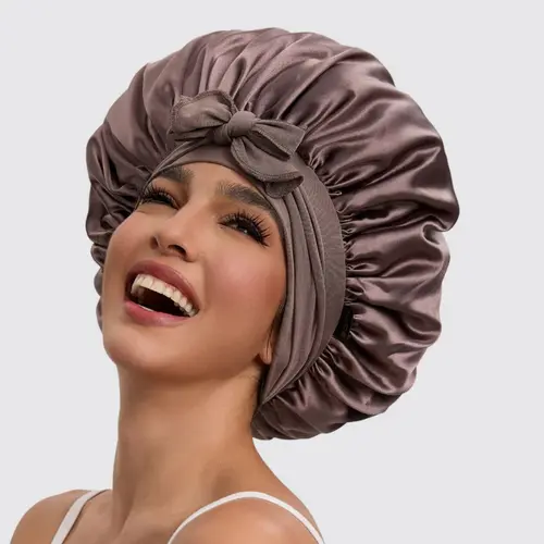 LUCE Silky Satin Double Layer Hair Bonnet - Brown