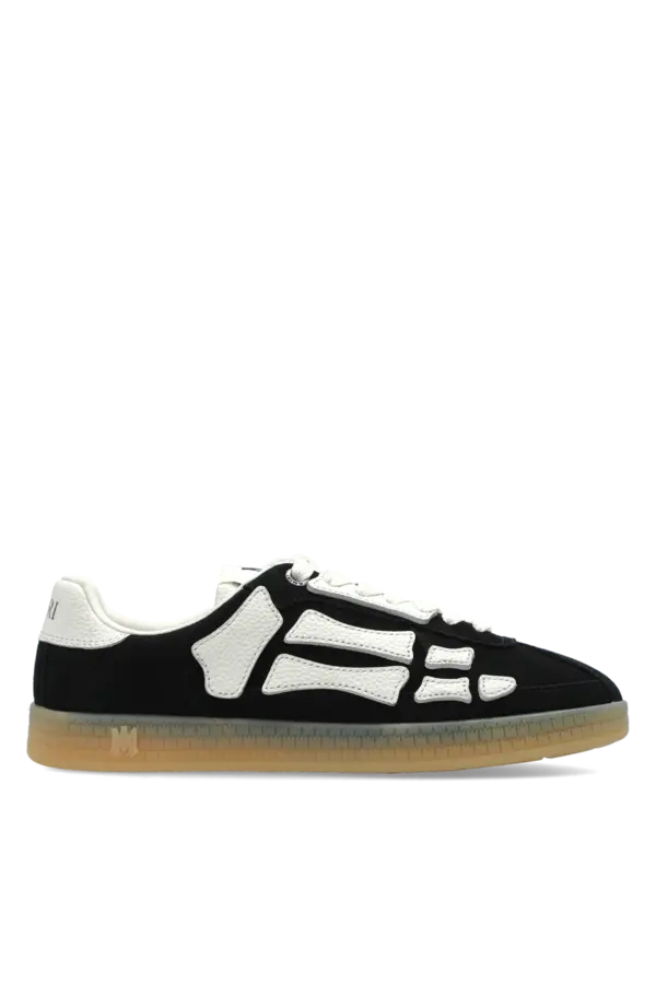Amiri Pacyfic Football" Leather Sneakers With White Skeletal Motif - Black