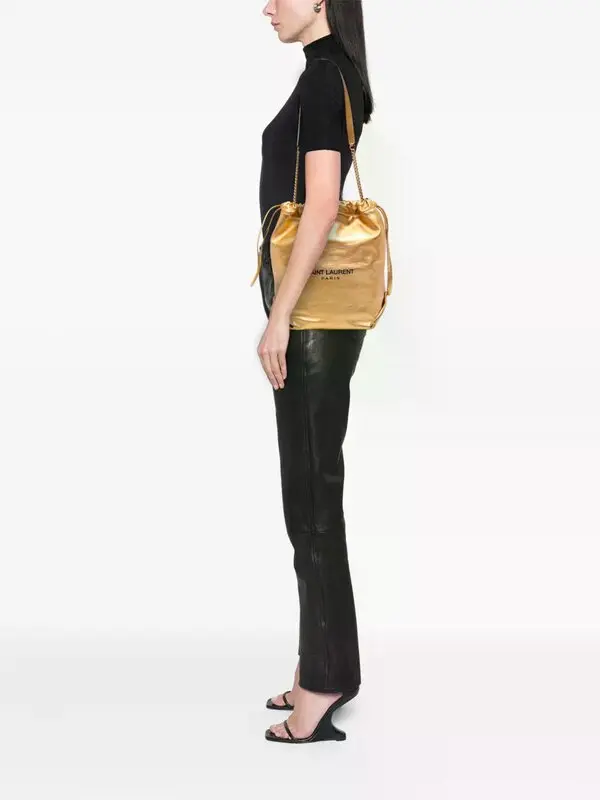 Saint Laurent Metallic Lambskin Teddy Bucket Bag