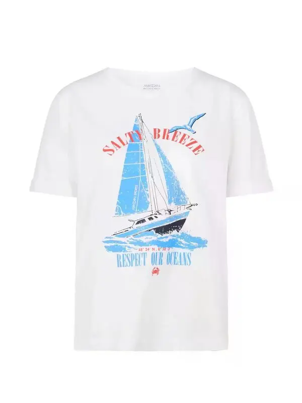 MARCCAIN Graphic-print Rolled-cuff T-shirt