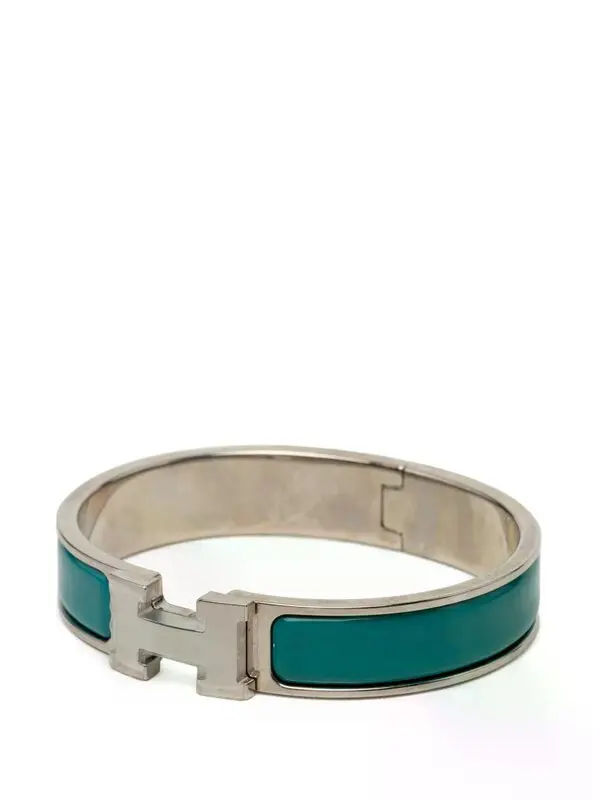 Hermès Enamel And Palladium-plated Metal Clic H Bracelet Pm - Blue