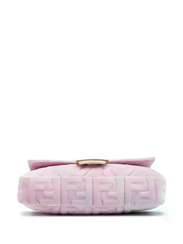 Fendi Zucca Embossed Velvet Baguette Satchel - Pink