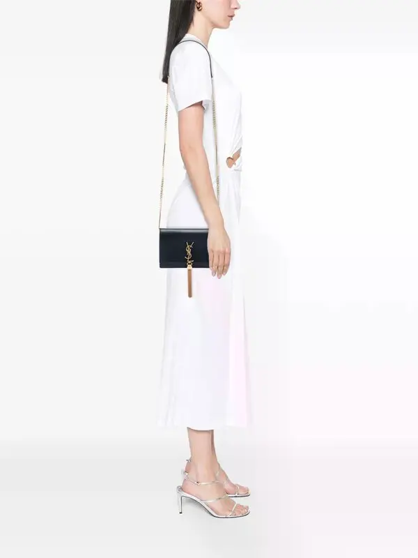 Saint Laurent 2016 Small Smooth Calfskin Monogram Kate Tassel Crossbody Bag - Black