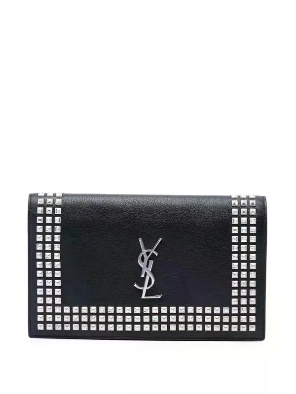 Saint Laurent 2015 Studded Leather Monogram Clutch Bag