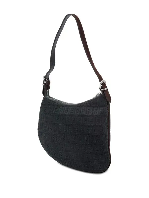 Fendi Zucchino Canvas Shoulder Bag - Black