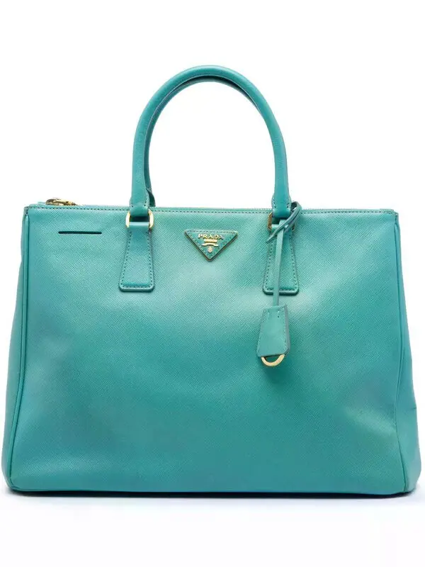 Prada Saffiano Lux Galleria Double Zip Tote Bag - Blue
