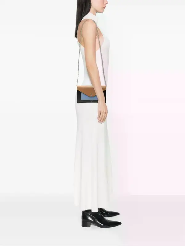Celine 2016 Tricolor Leather Pocket Envelope Wallet On Chain Crossbody Bag - Black
