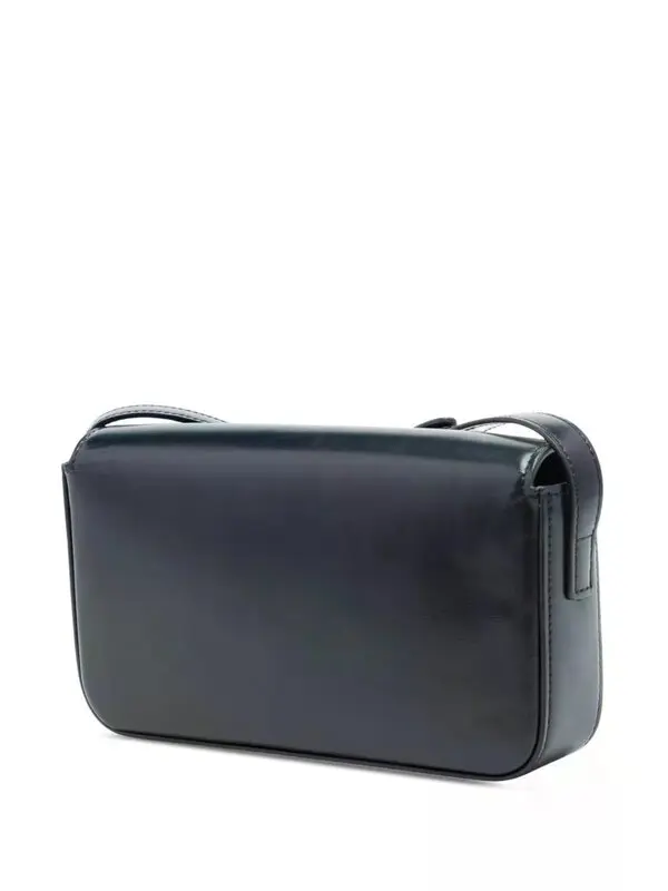Celine Shiny Calfskin Triomphe Claude Shoulder Bag - Black