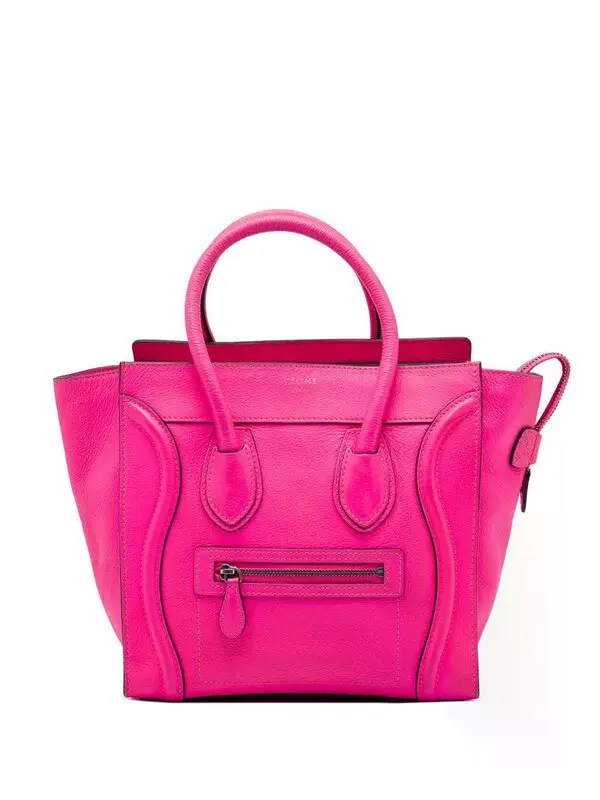 Celine Micro Drummed Calfskin Luggage Tote Bag - Pink