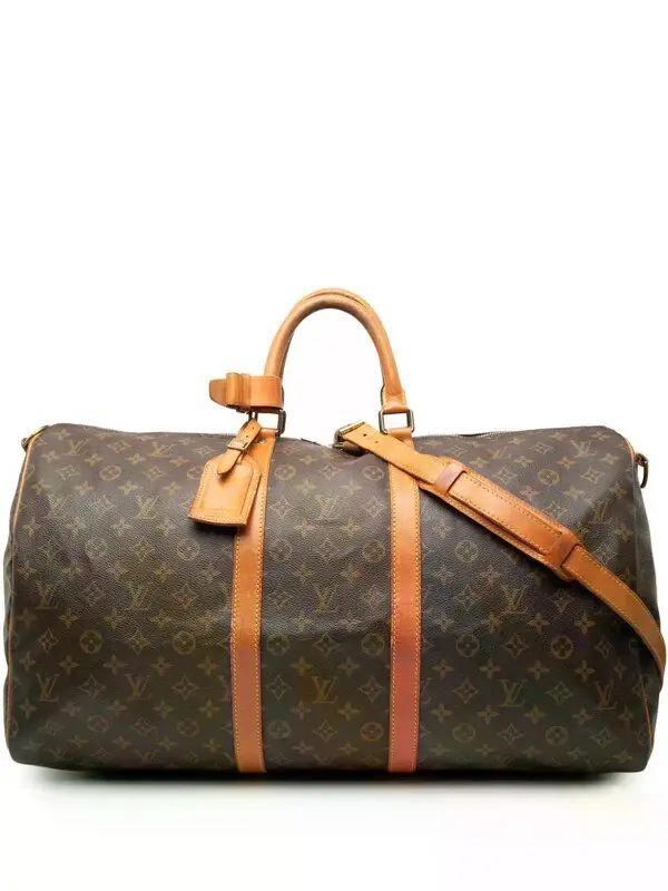 LOUIS VUITTON Monogram Keepall Bandouliere 55 Travel Bag - Brown