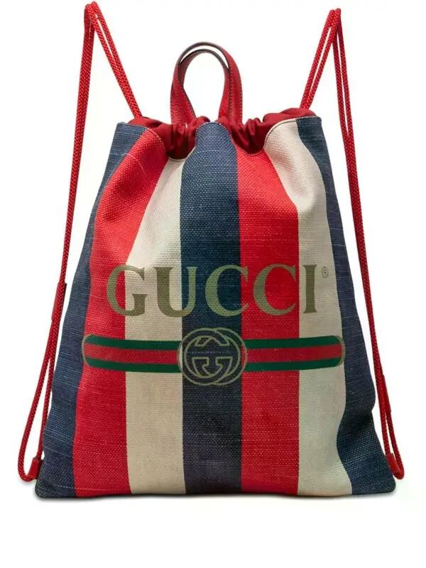 Gucci Sylvie Baiadera Web Drawstring Backpack