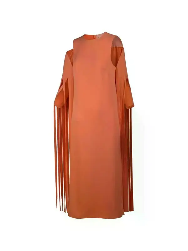 Valentino Garavani Fringed Cold-shoulder Maxi Dress - Orange