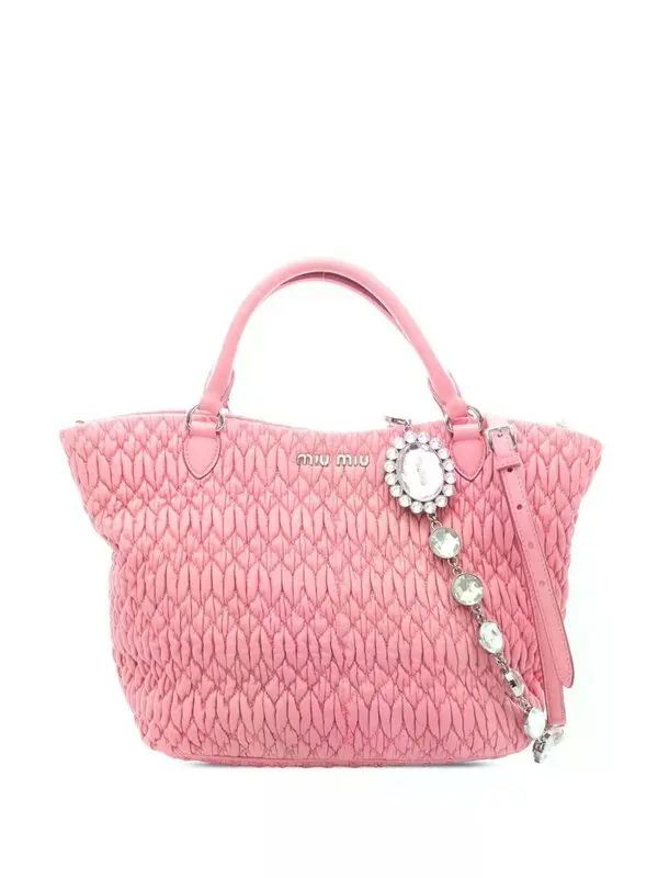Miu Miu 2010-2026 Matelasse Nappa Crystal Satchel - Pink