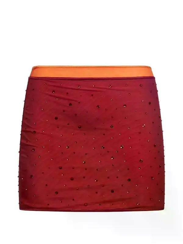 Oseree Crystal-embellished Semi-sheer Mini Skirt