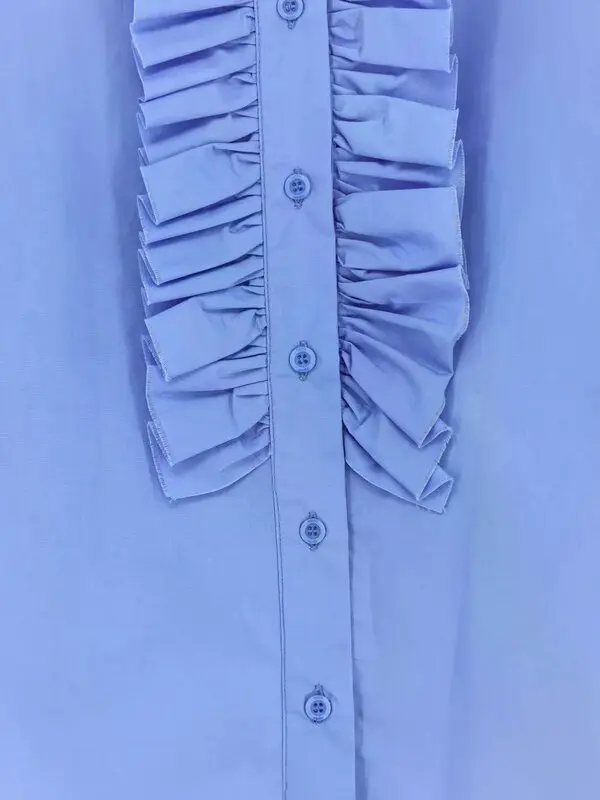 NUDE Ruffled-trim Cotton Shirt