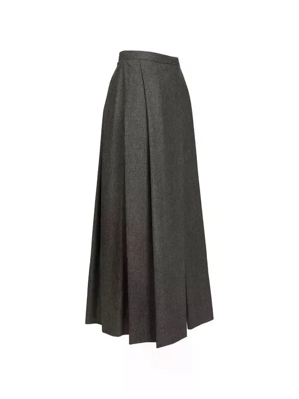Emporio Armani Pleated Wool-blend Skirt - Grey