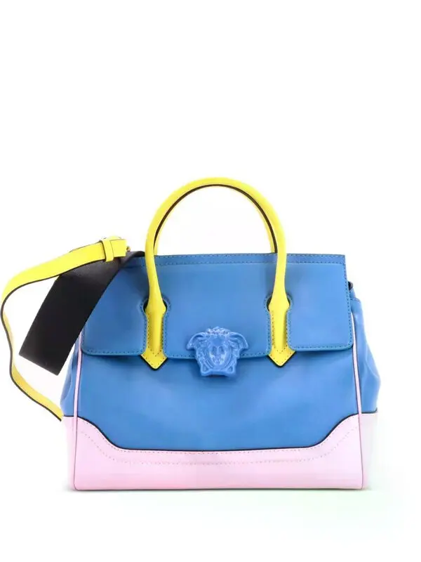 Versace Palazzo Empire Bag Leather Large Satchel - Blue