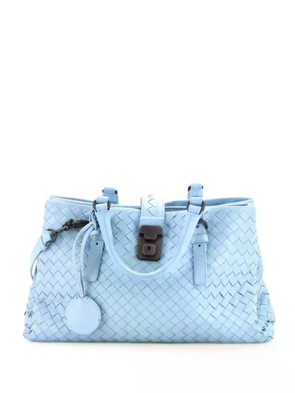 Bottega Veneta Roma Bag Intrecciato Nappa Small Tote Bag - Blue
