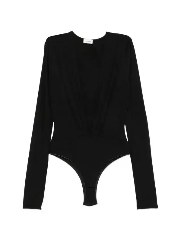 Andamane Zelda Plunging Long-sleeve Bodysuit - Black