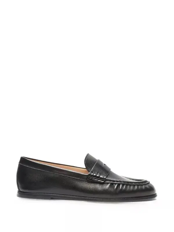 STUART WEITZMAN Spencer Ruched-detail Leather Loafers - Black